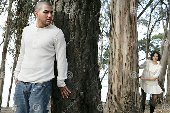 Hiding Behind Tree stock image. Image of woods, playful - 5235351