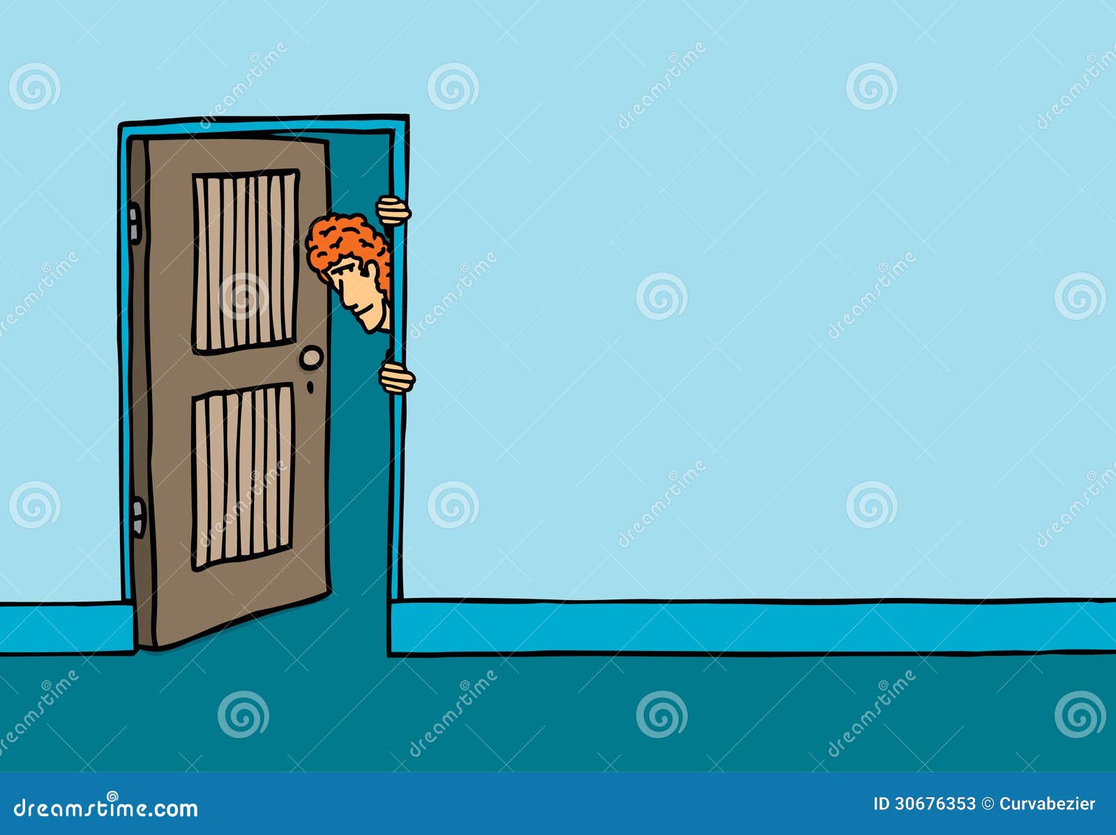 Hiding guy with copyspace stock illustration. Illustration of peeking ...