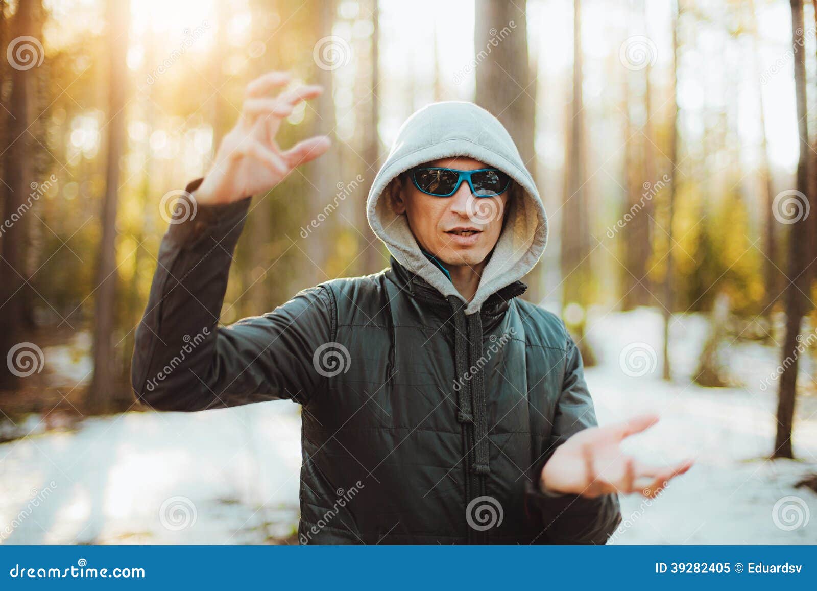 Hiding. stock image. Image of hood, sunglasses, person - 39282405