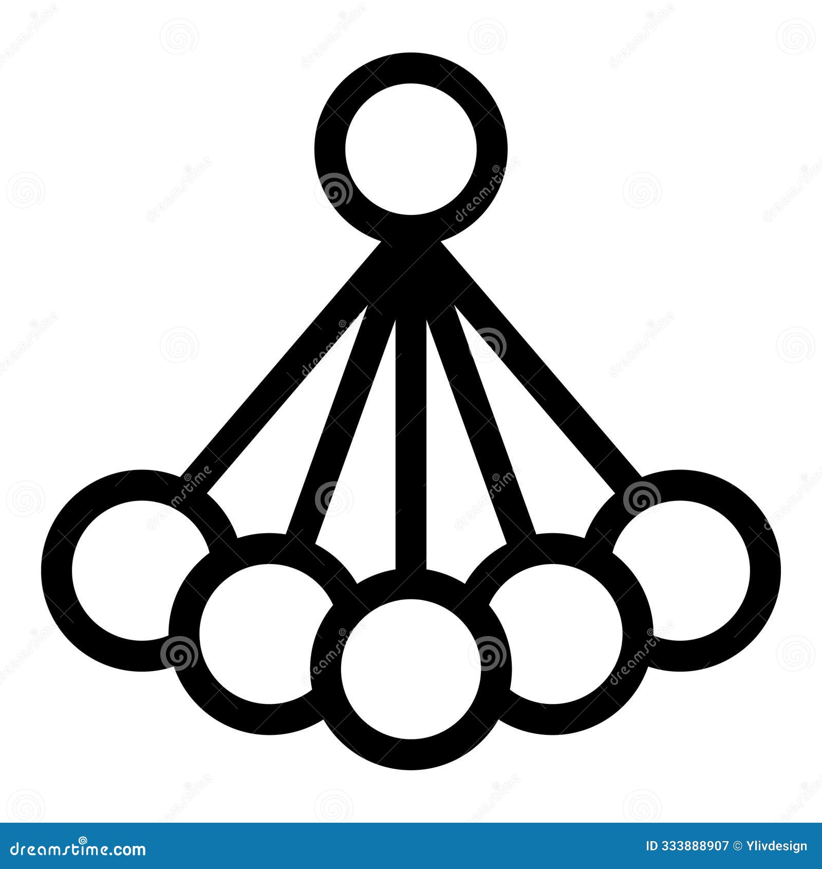 Hierarchical Network Structure Connecting Multiple Nodes With Lines Stock Illustration