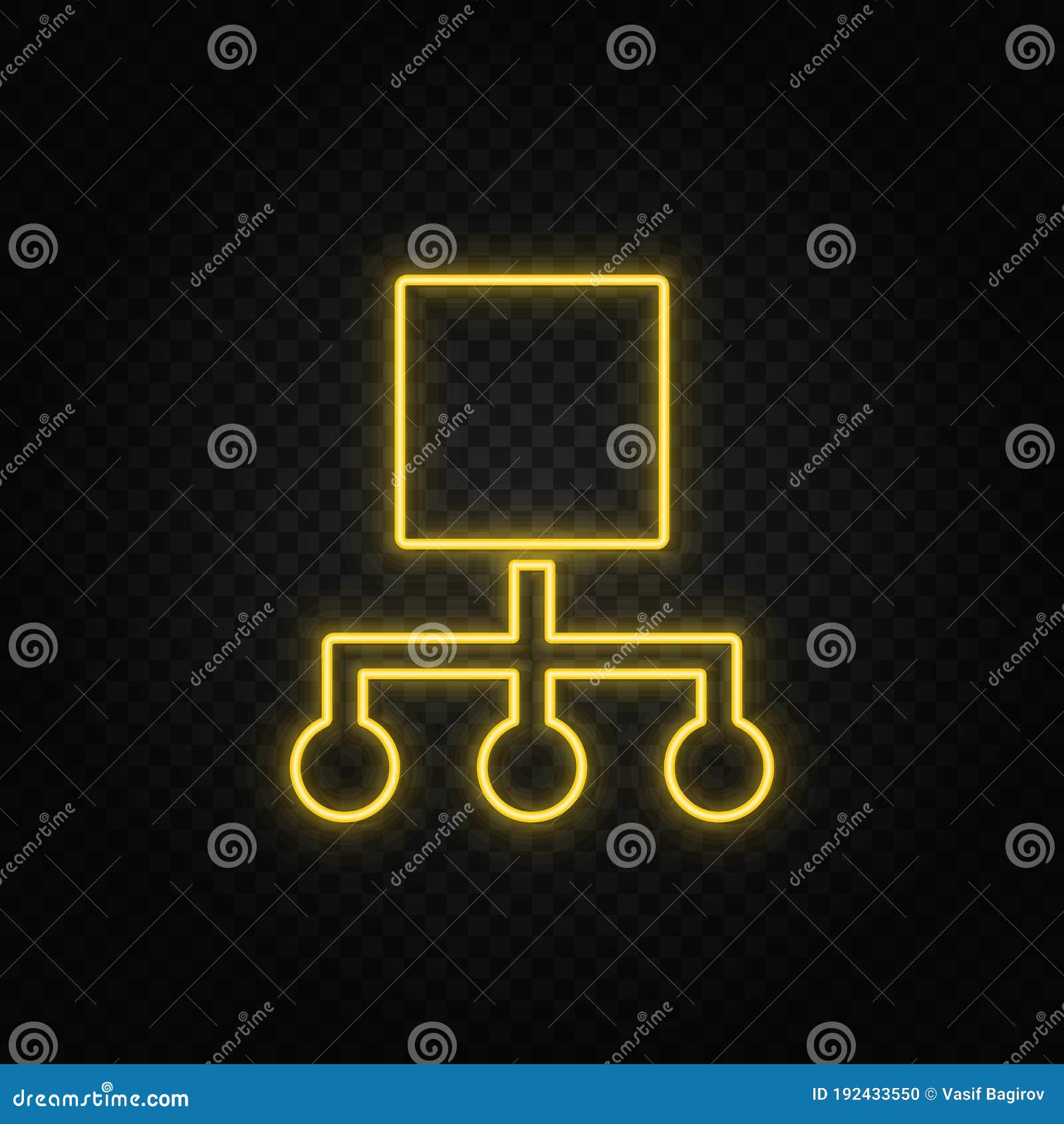 Hierarchical, Network Yellow Neon Icon .Transparent Background. Yellow ...