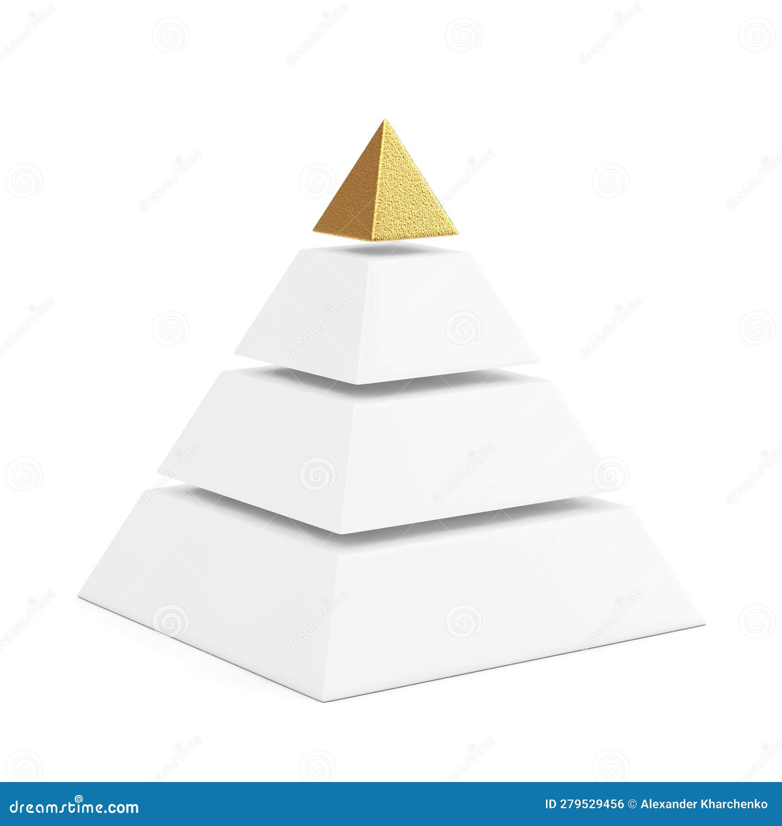 Hierarchy Concept. White Blocks Pyramid with Golden Top. 3d Rendering ...