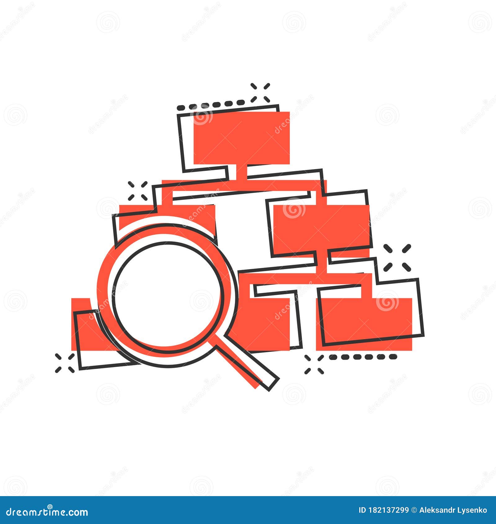 Hierarchy Diagram Icon In Comic Style. Structure Search Cartoon Vector ...