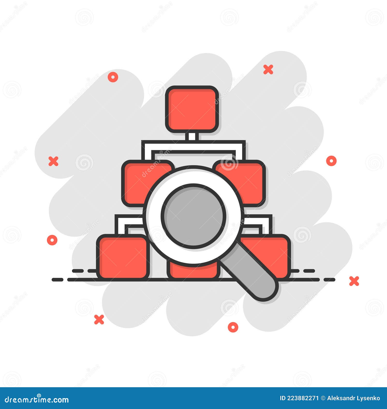 Hierarchy Diagram Icon In Comic Style. Structure Search Cartoon Vector ...