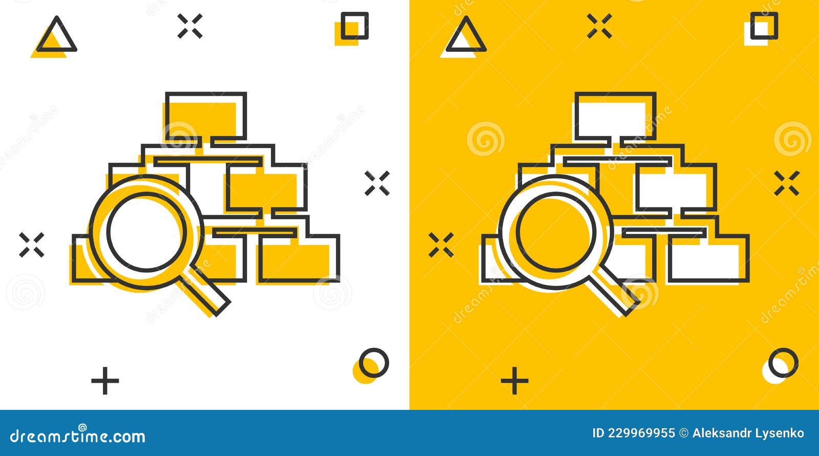 Hierarchy Diagram Icon in Comic Style. Structure Search Cartoon Vector ...