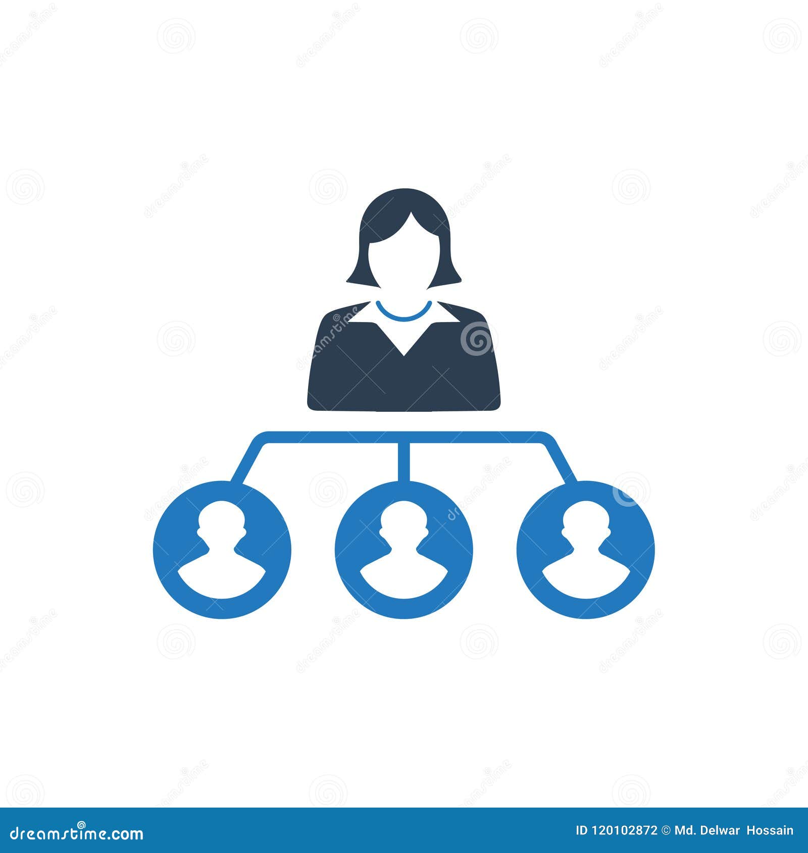 Hierarchy, Employee Structure Blue Icon Cartoon Vector | CartoonDealer ...