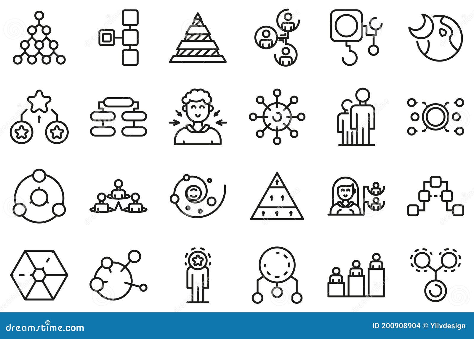 Set Of Hierarchy Icons In Modern Thin Line Style. Royalty-Free Stock ...