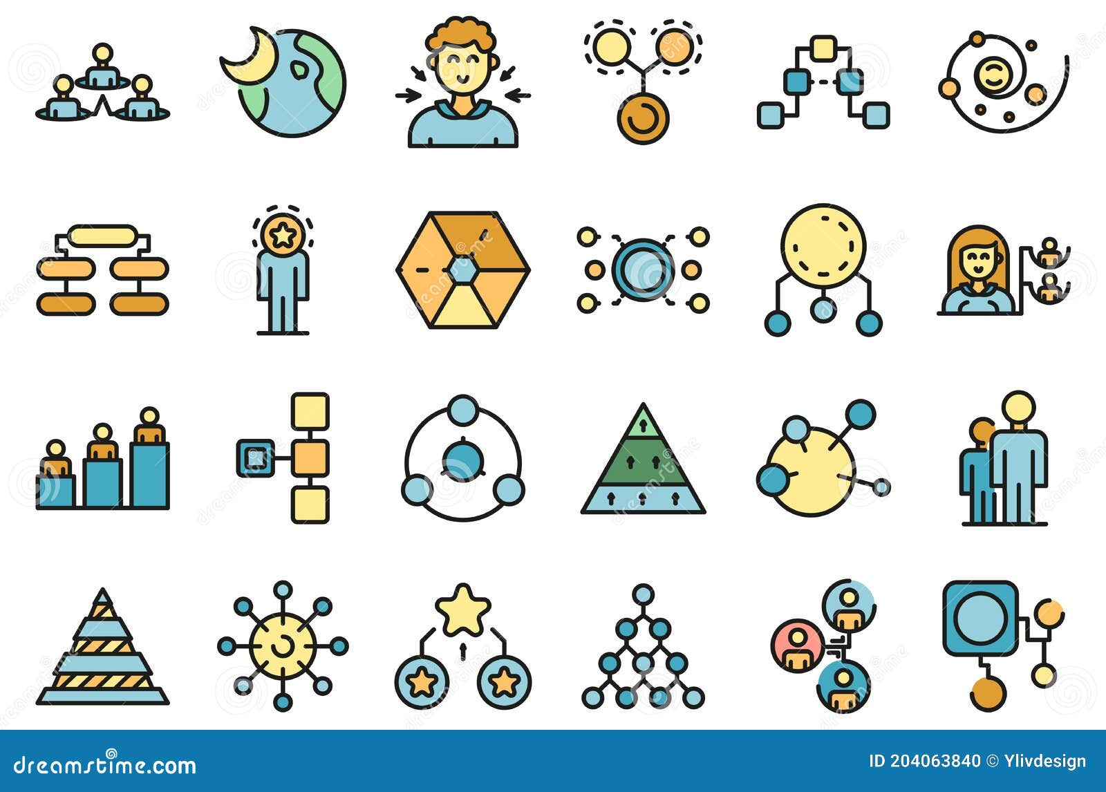 Set Of Hierarchy Icons In Modern Thin Line Style. Royalty-Free Stock ...