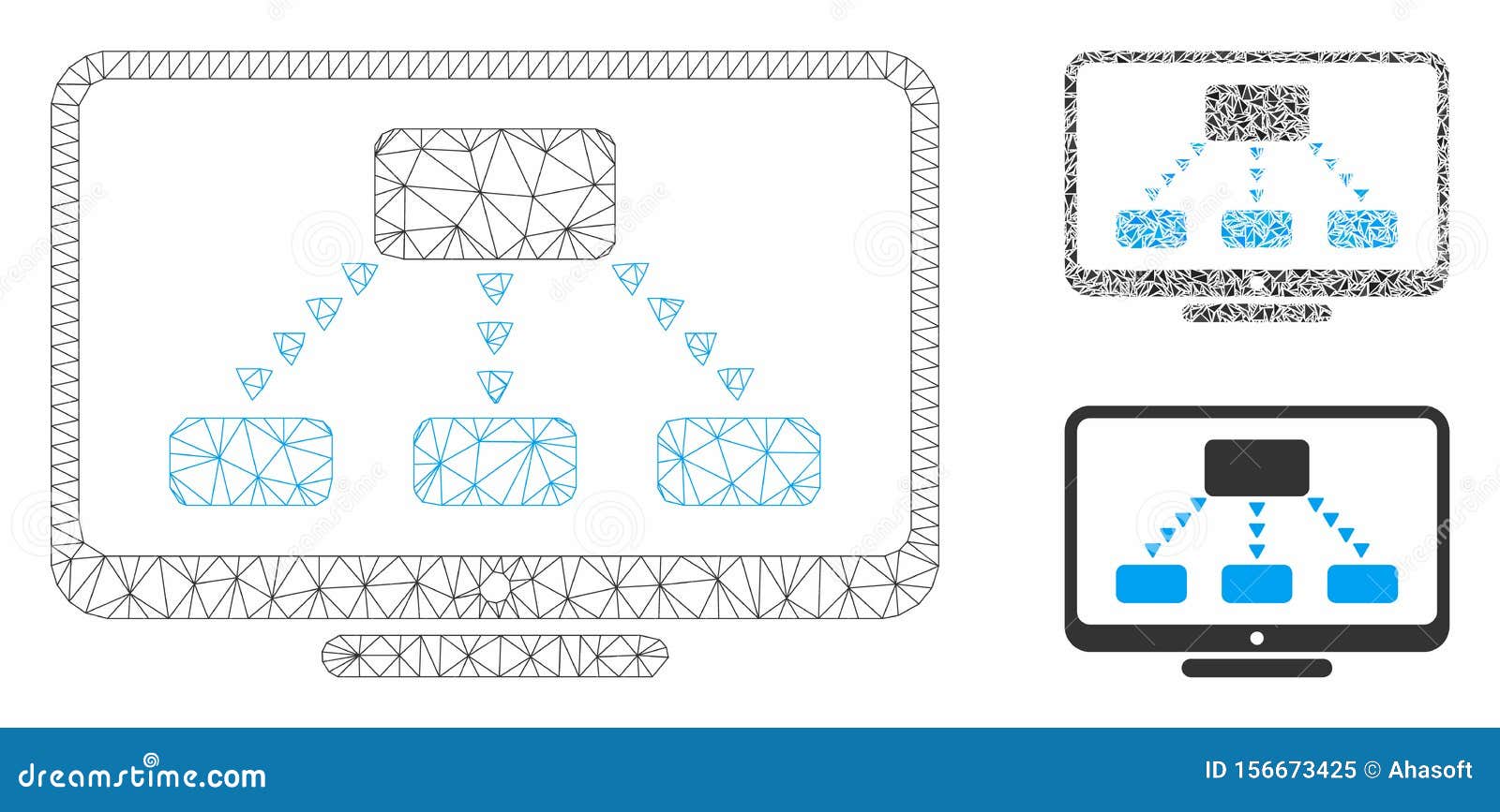 Hierarchy Monitoring Vector Mesh Network Model And Triangle Mosaic Icon