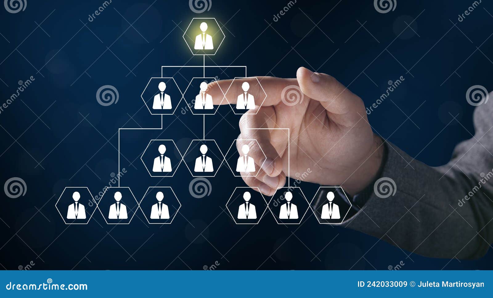 Hierarchy Of People. Illustration. Man Tapping On The Screen Royalty ...