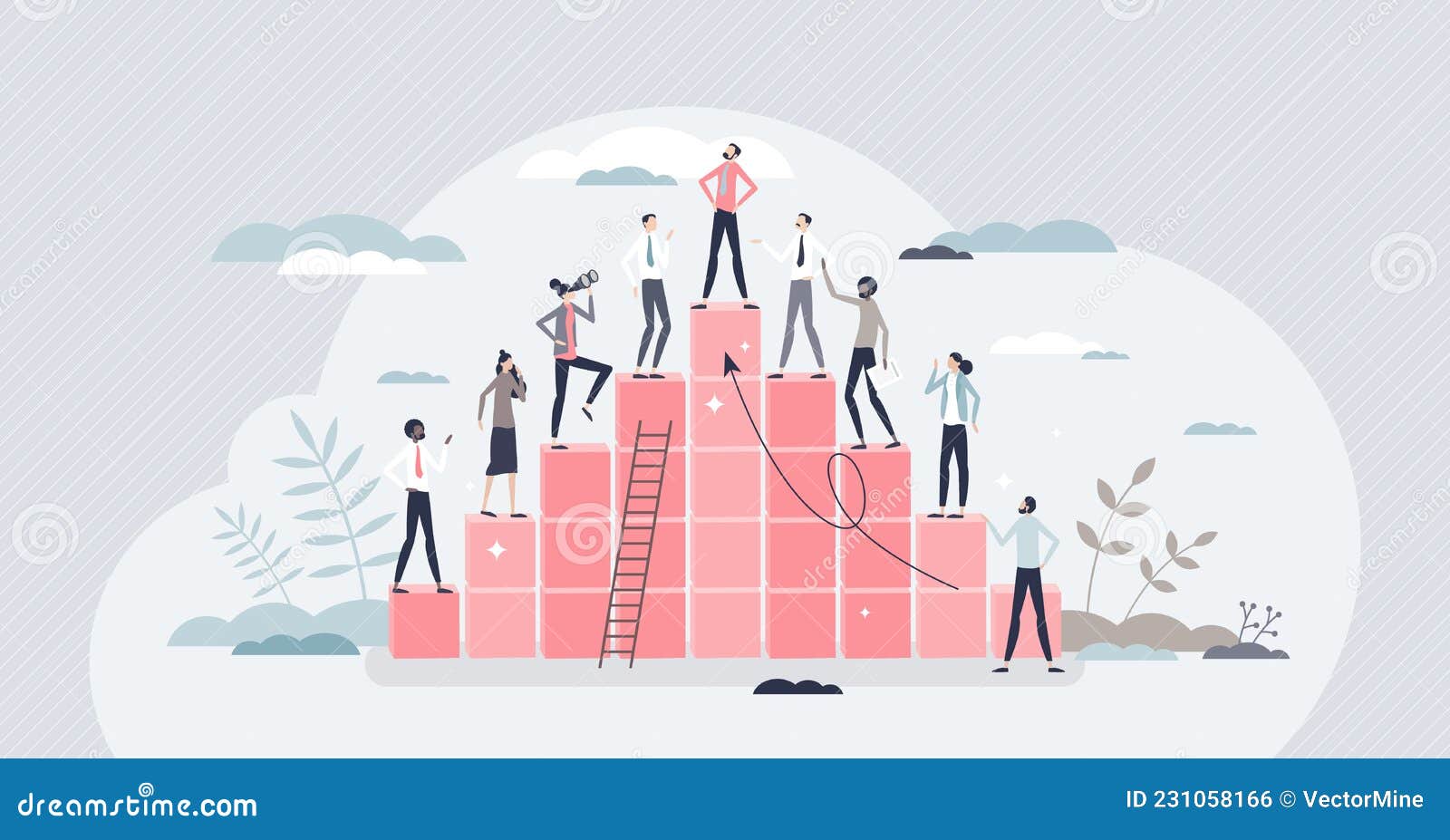 Hierarchy Rank And Pyramid Type Career Development Ladder Tiny Person ...