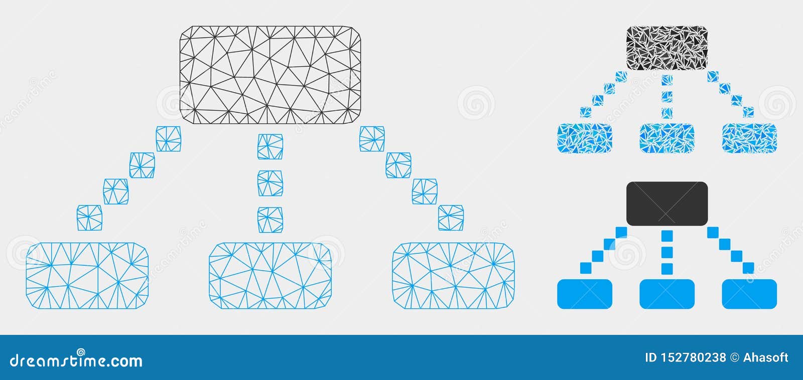 Hierarchy Scheme Vector Mesh Wire Frame Model And Triangle Mosaic Icon Stock Vector