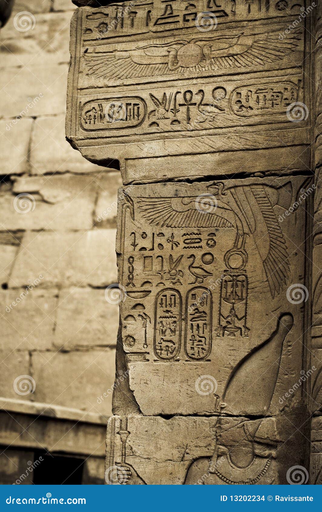 Hieroglyphic Writing With Kings Cartouche, Karnak Royalty-Free Stock ...