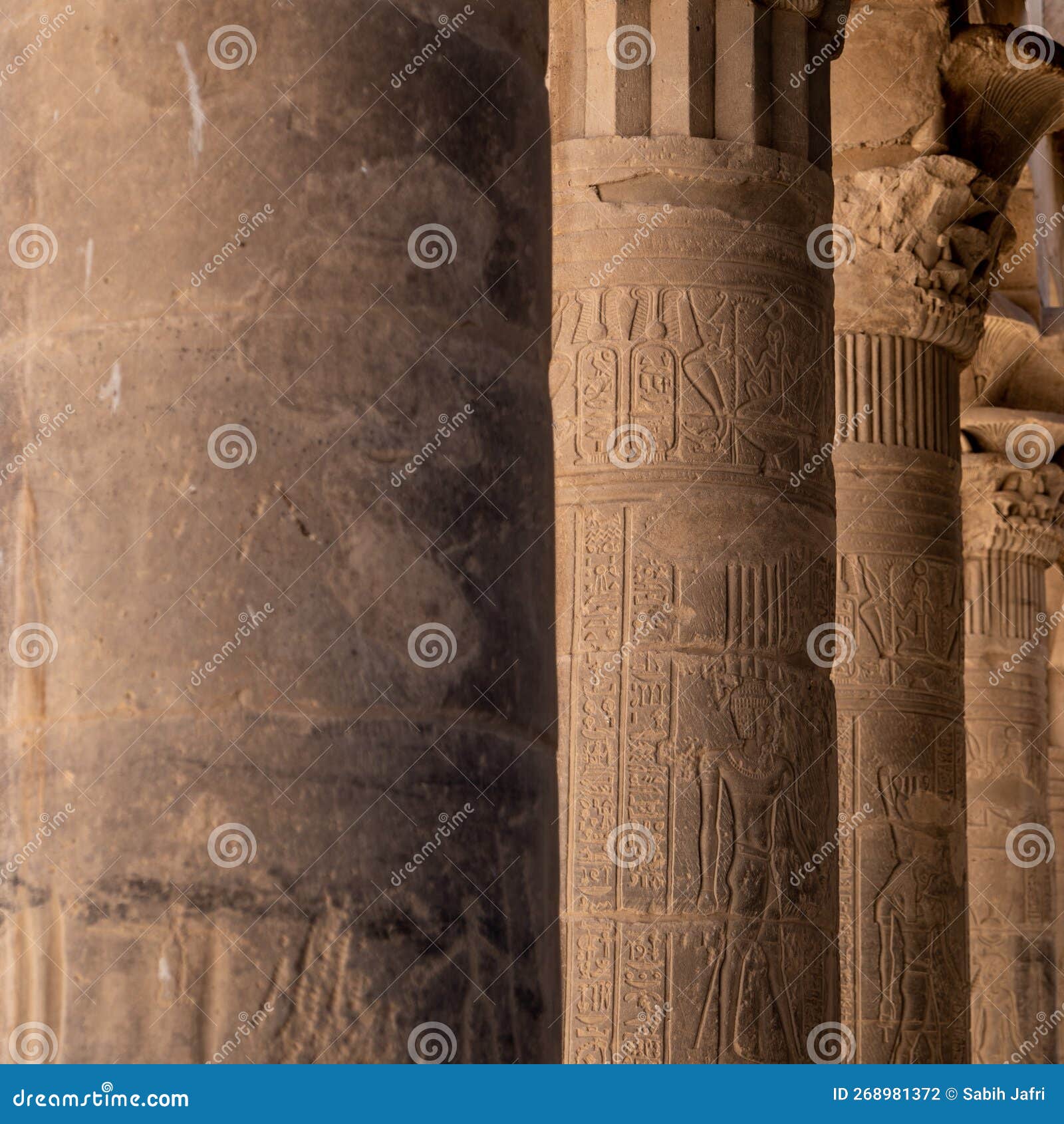 Hieroglyphics on Columns in Egyptian Temple Stock Photo - Image of ...