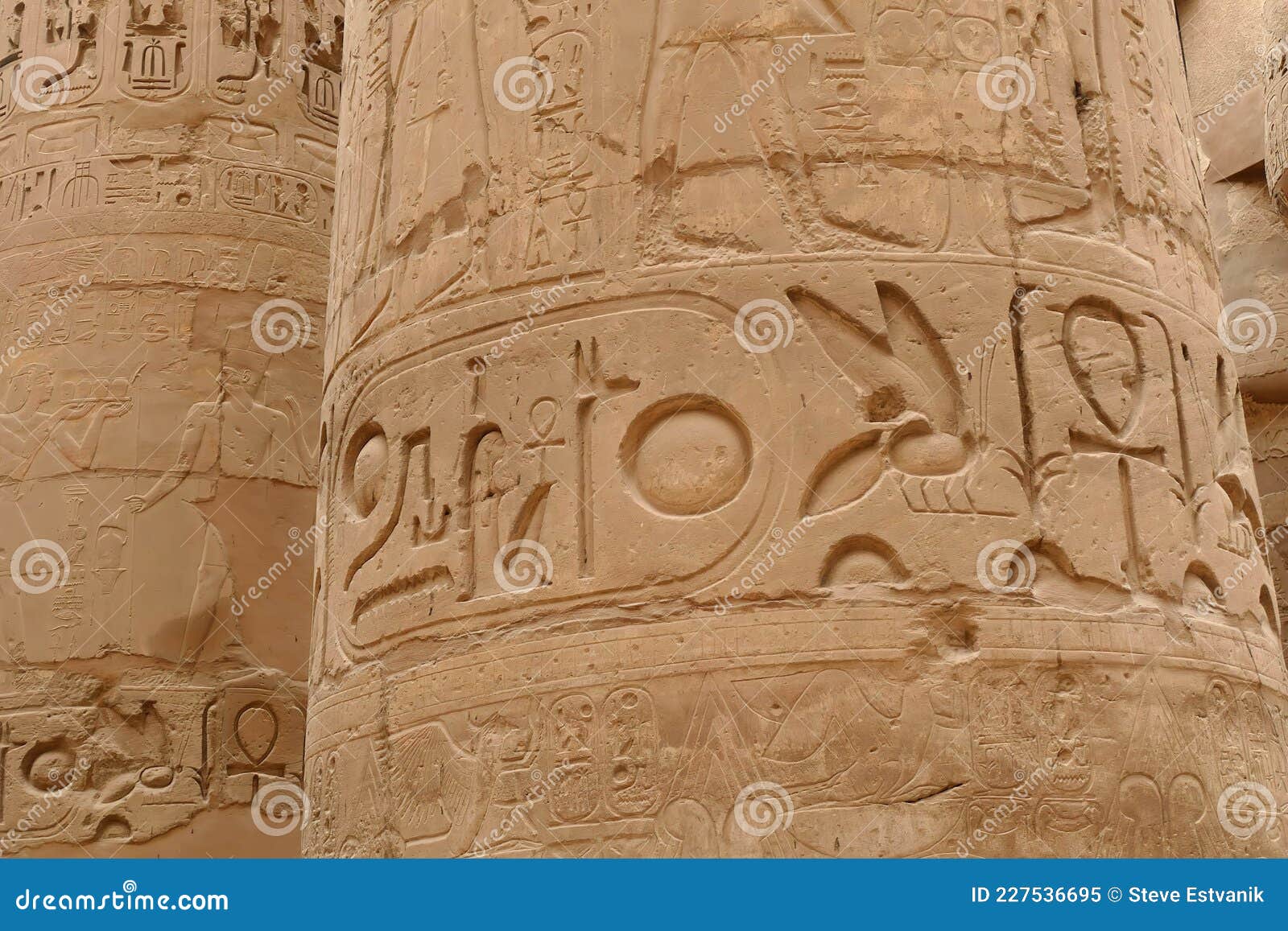 Hieroglyphics on the Massive Columns of the Hypostyle Editorial Image ...