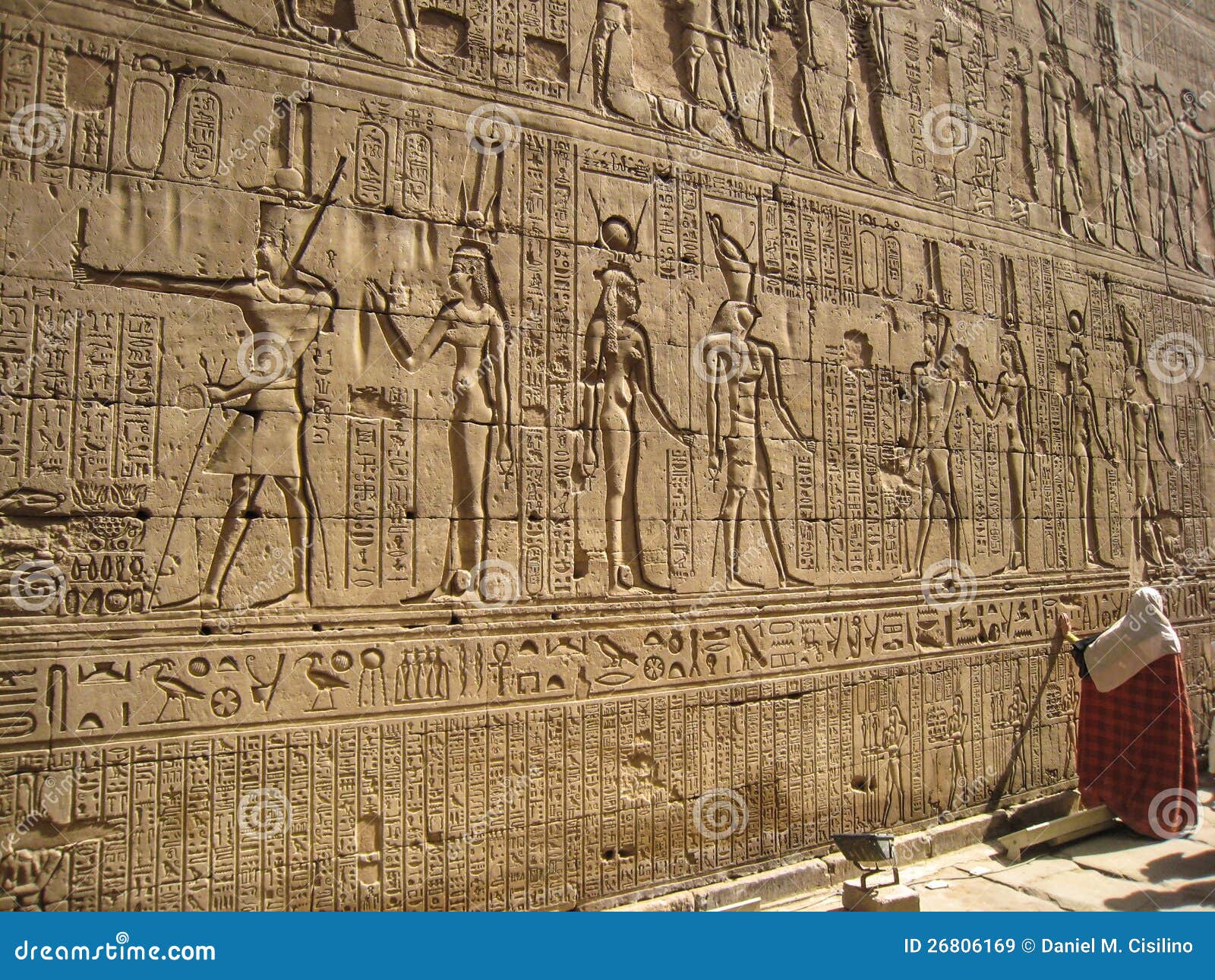 Hieroglyphics on the Wall of Temple of Edfu. Egypt Editorial Stock ...