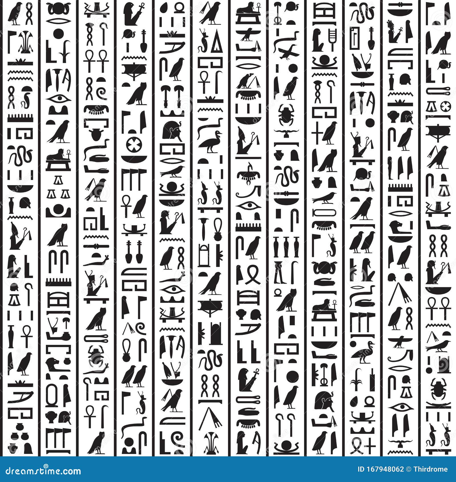 Hieroglyphs of Ancient Egypt Black Vertical Stock Vector - Illustration ...