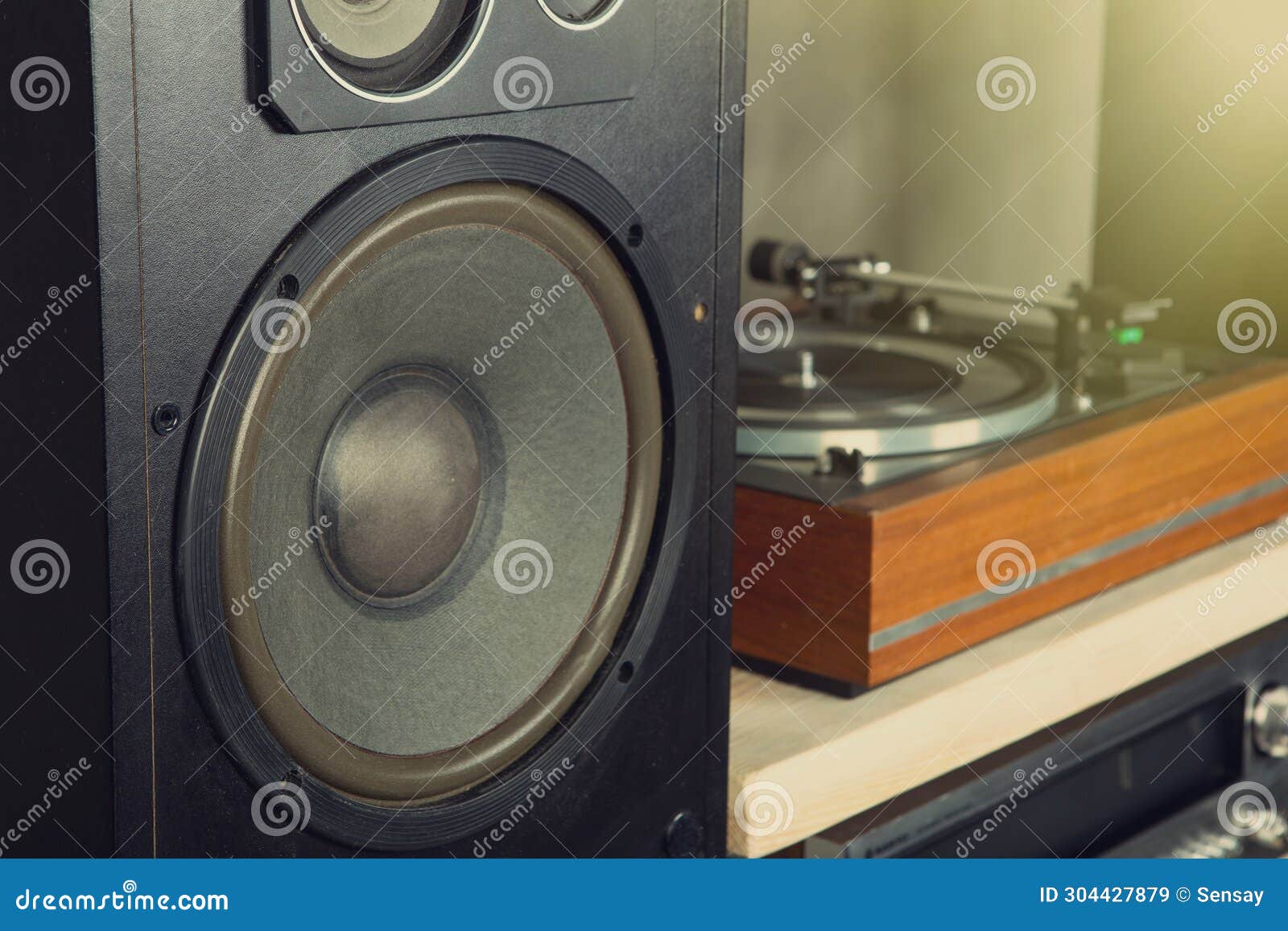 HiFi System with Turntable, Amplifier and Speakers in a Studio Stock ...