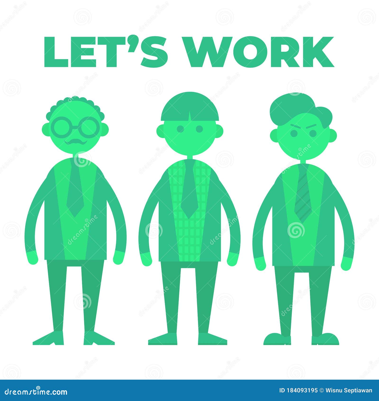 Worker Illustration. Flat Design Professional Worker. Three Men, People ...