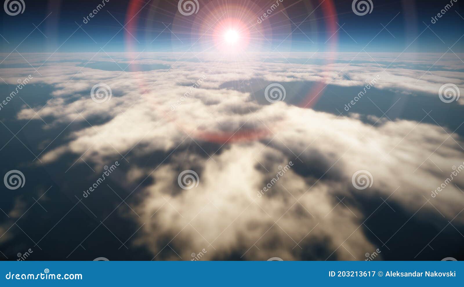 High Above Clouds Sunset 3d Render Stock Illustration - Illustration of ...
