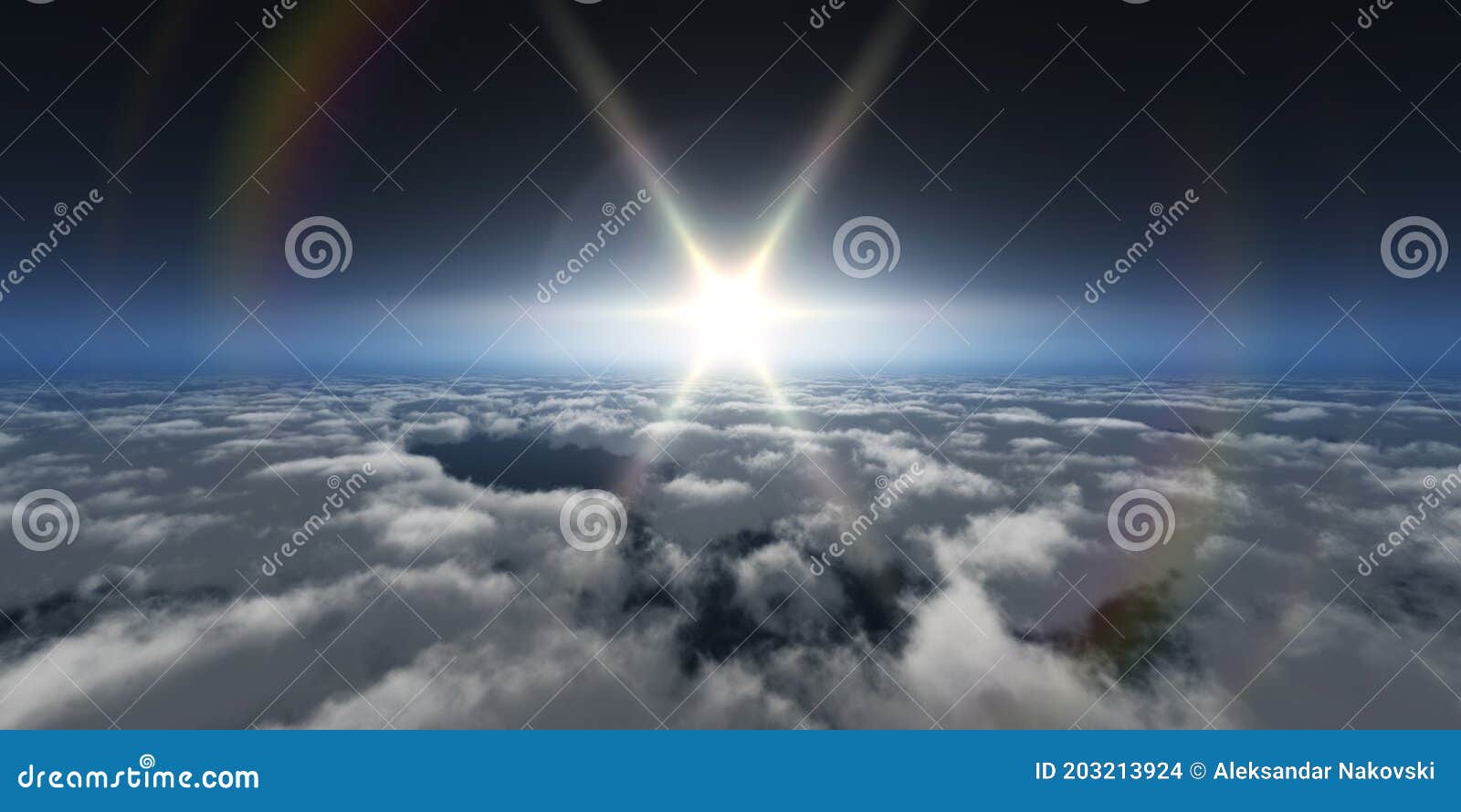 High Above Clouds Sunset 3d Render Stock Illustration - Illustration of ...