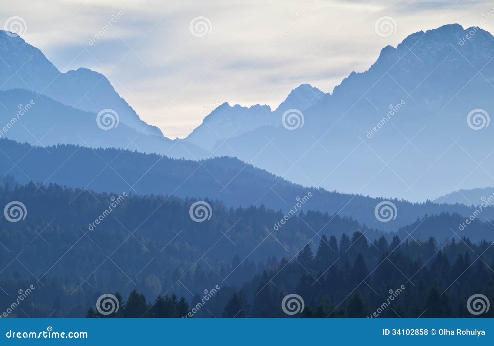 High Alps Layers in the Dusk Stock Photo - Image of dusk, pine: 34102858