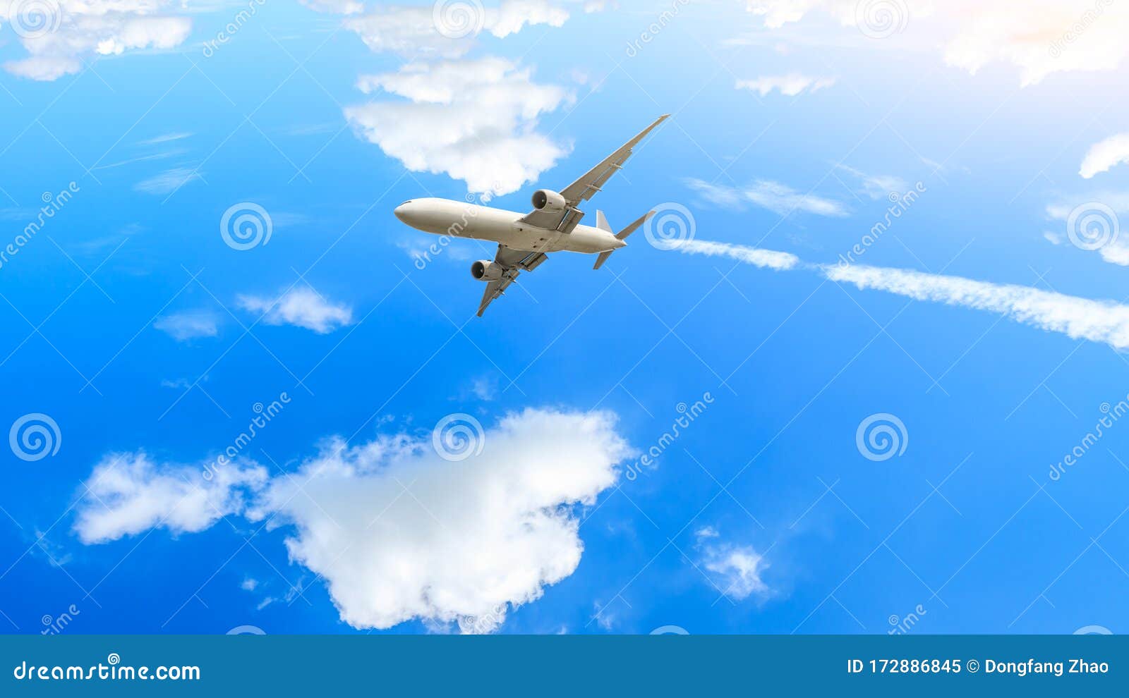 High-altitude Airplane and Beautiful Sky Stock Image - Image of ...
