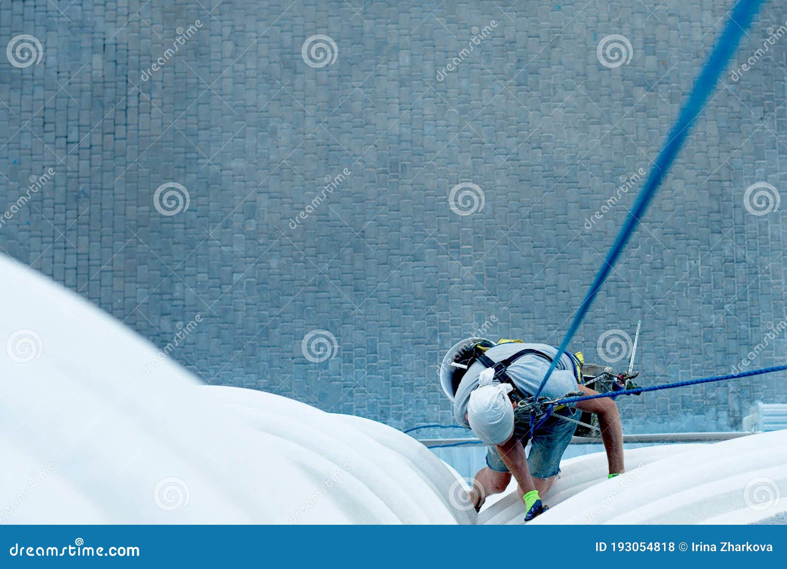 High-altitude Climber. the Profession of Working at Height Stock Photo ...