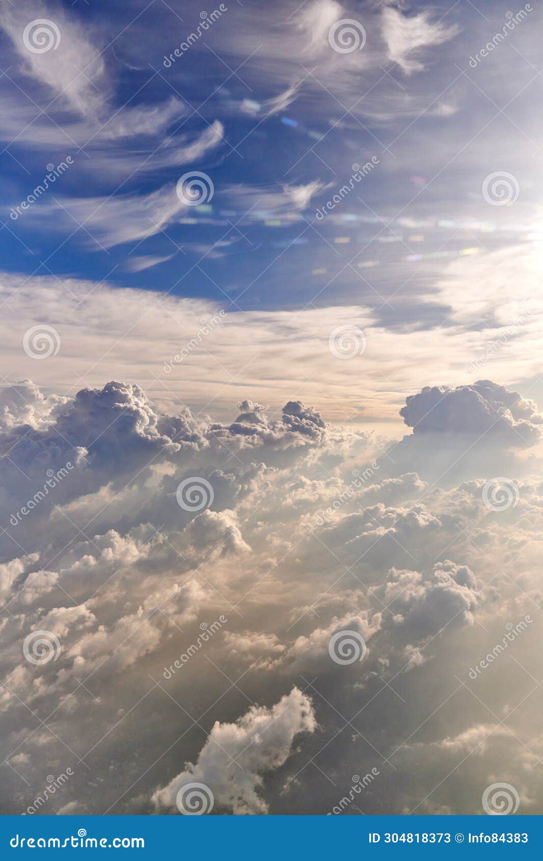 High Altitude Clouds Moving Across the Sky with the Sun Backlit Stock ...
