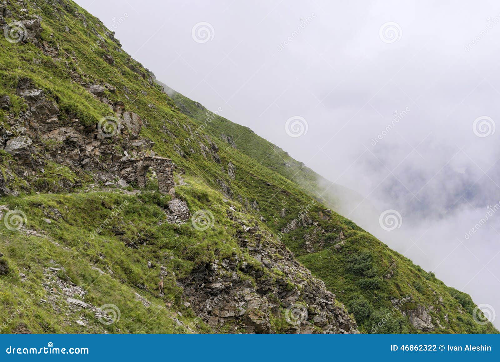 High Altitude Route in Mountains Stock Photo - Image of blue, foggy ...