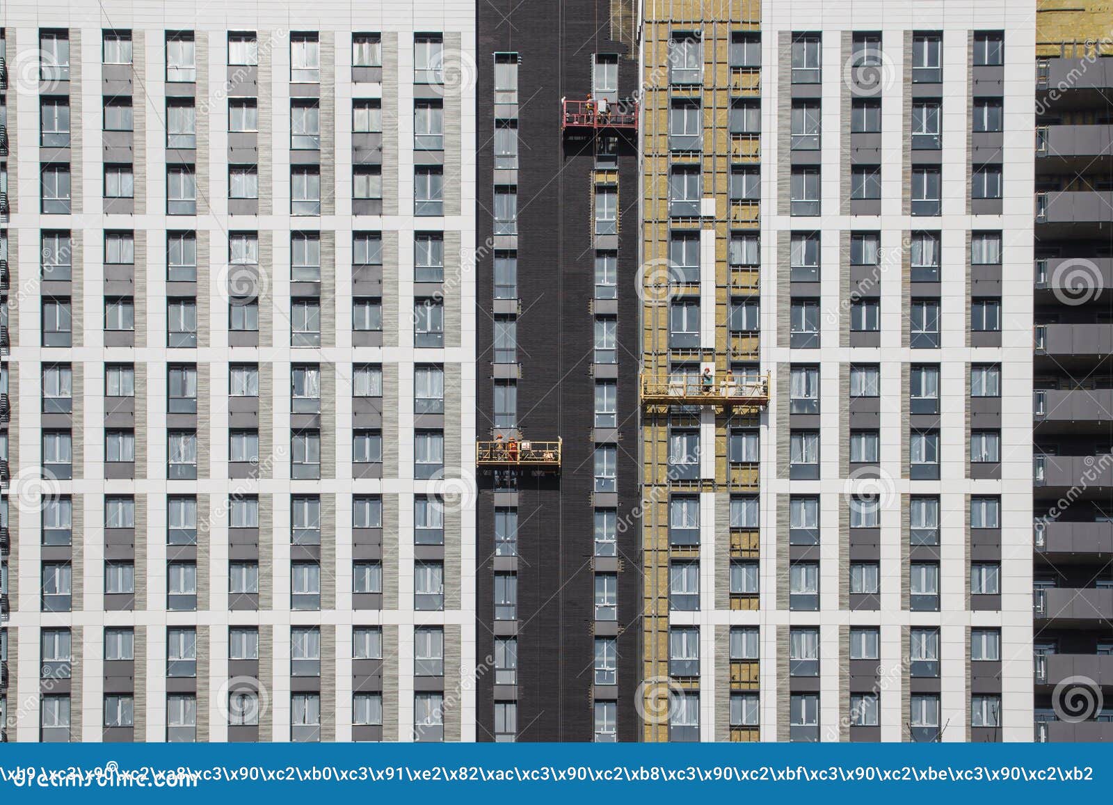 High-altitude Work on the Facade of the Building Stock Image - Image of ...