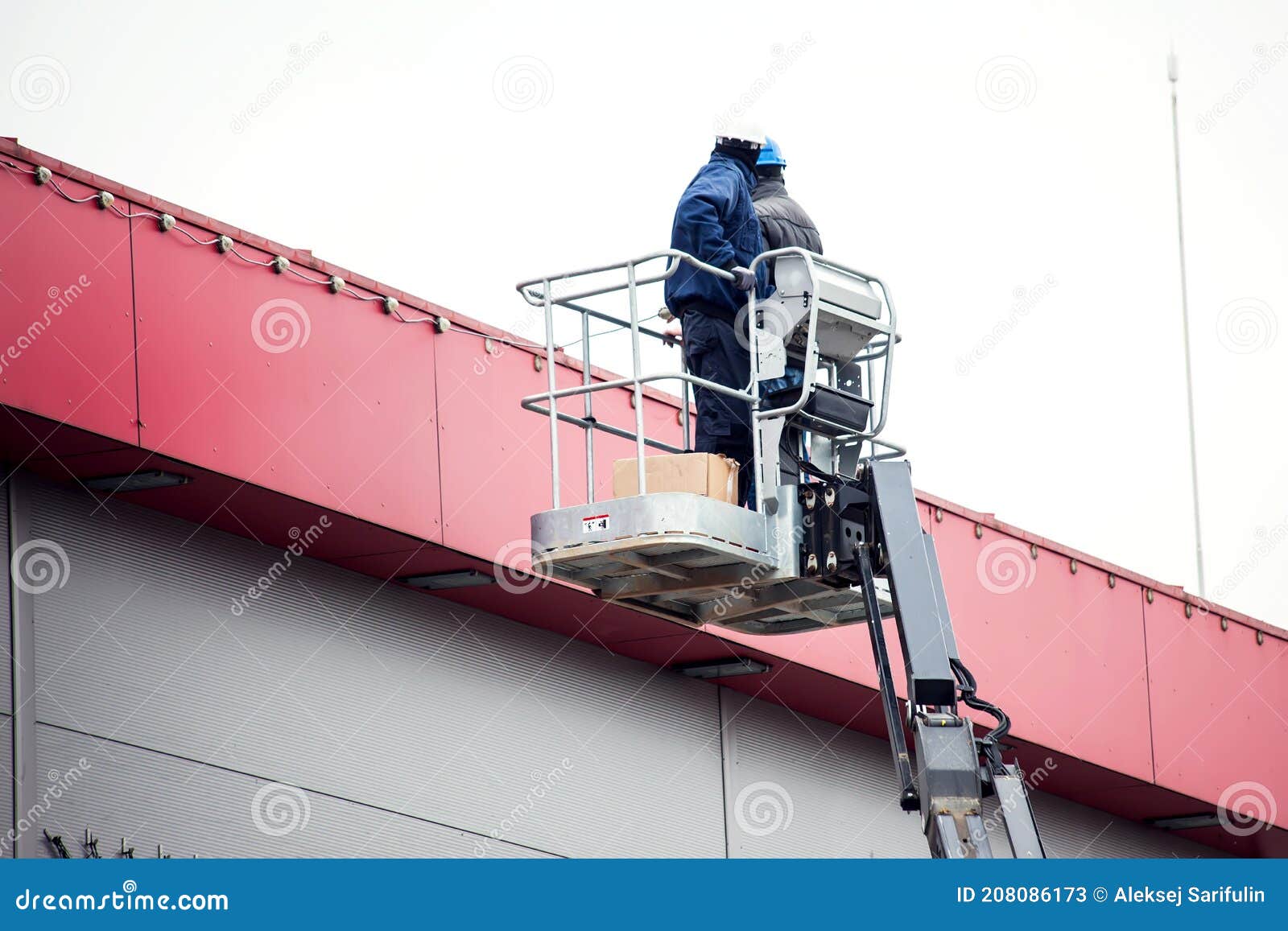 High-altitude Works. Professional Installation Work on a Construction ...