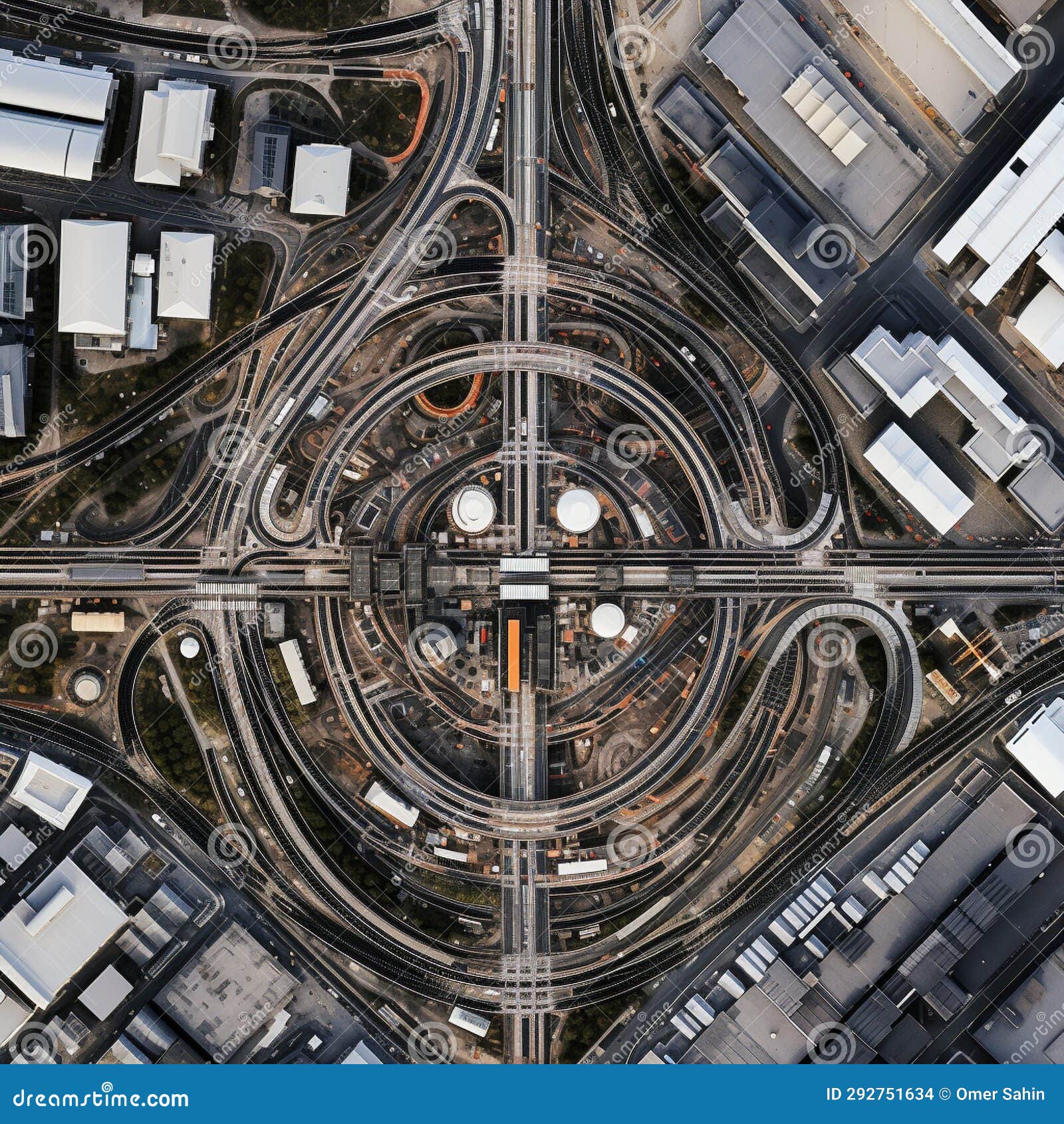 High-Angle Aerial View of Complex Railway Junction Stock Photo - Image ...