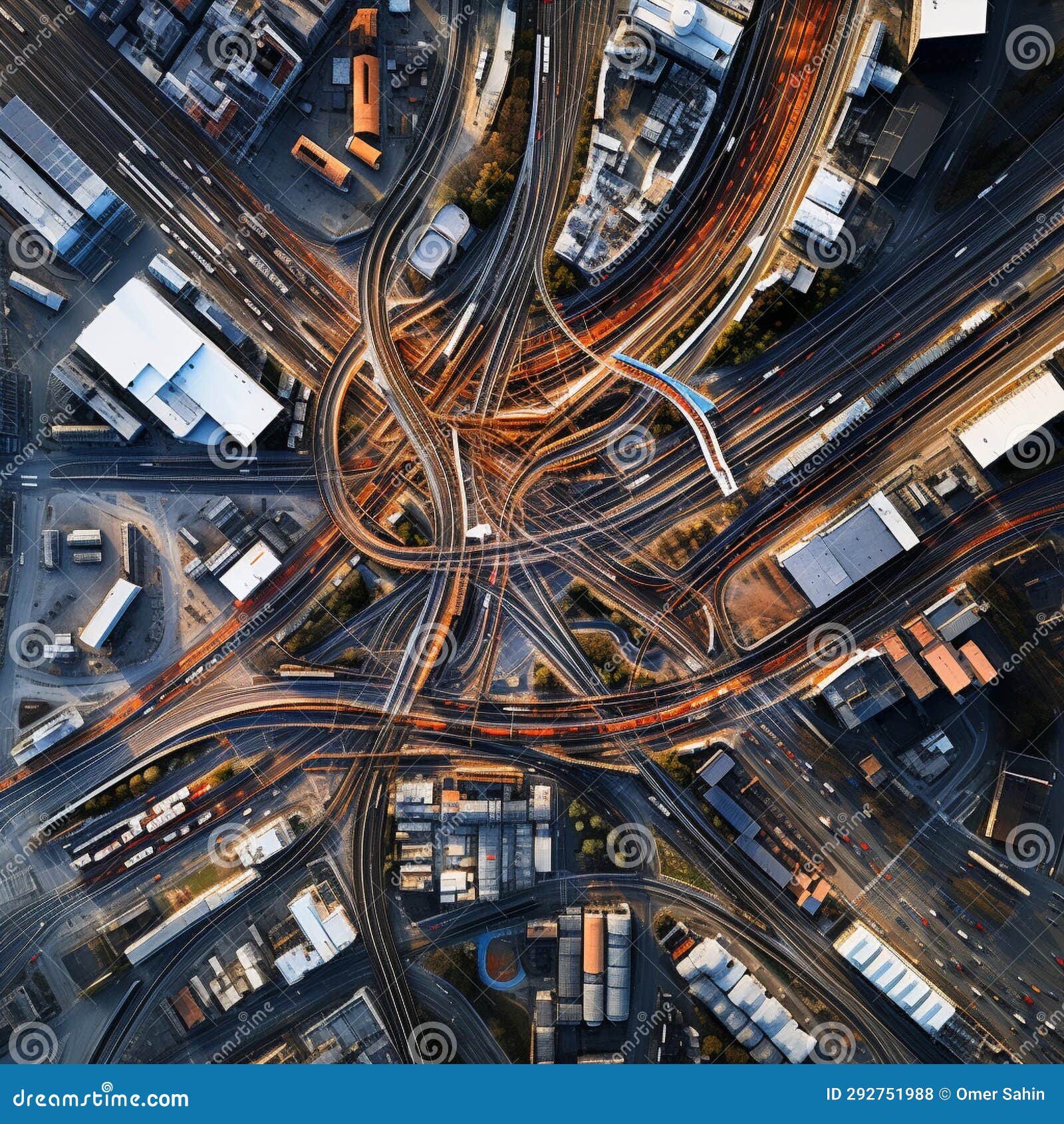 High-Angle Aerial View of Complex Railway Junction Stock Photo - Image ...