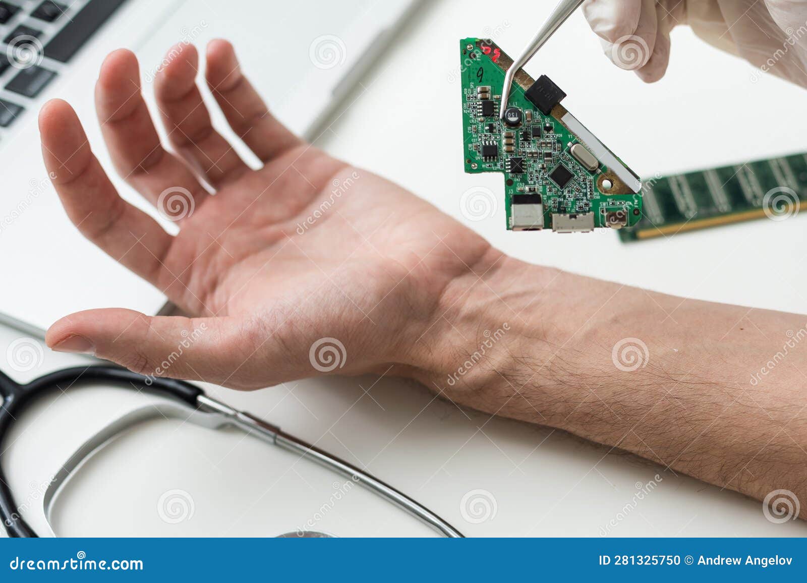 High Angle of Anonymous Medical Practitioner in Gloves Using Modern ...