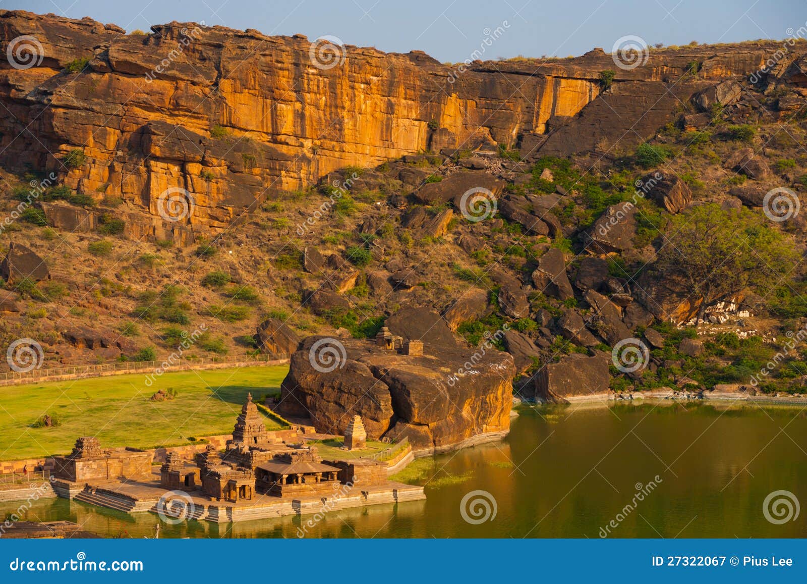 High Angle Bhutanatha Group Temples Tank Badami Stock Image - Image of ...