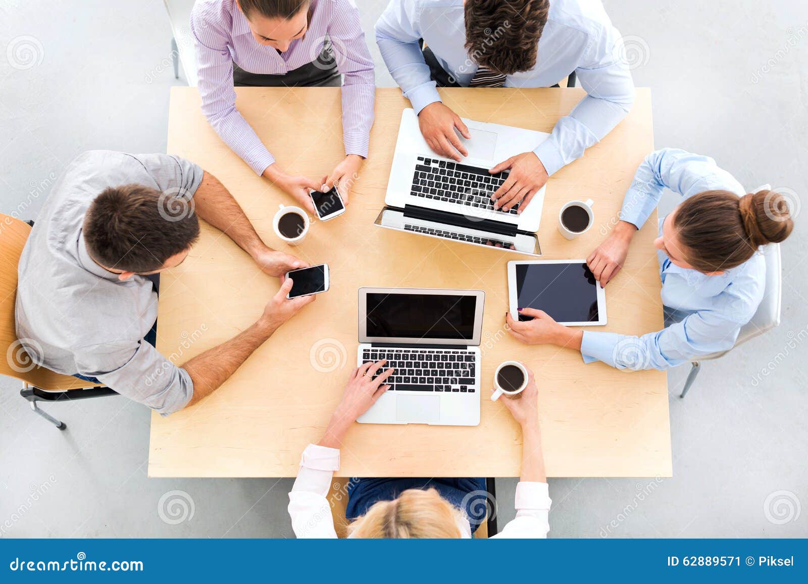 High Angle of Business People at Table Stock Image - Image of male ...