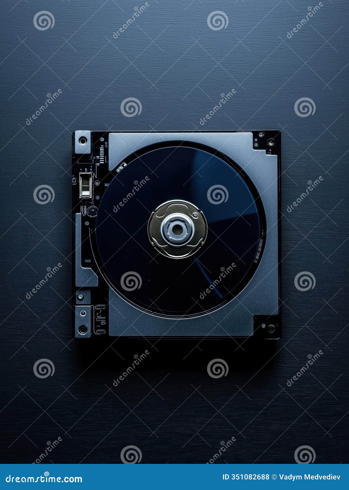 High-angle Close-up of Hard Disk Drive. Modern Tech Component Isolated ...