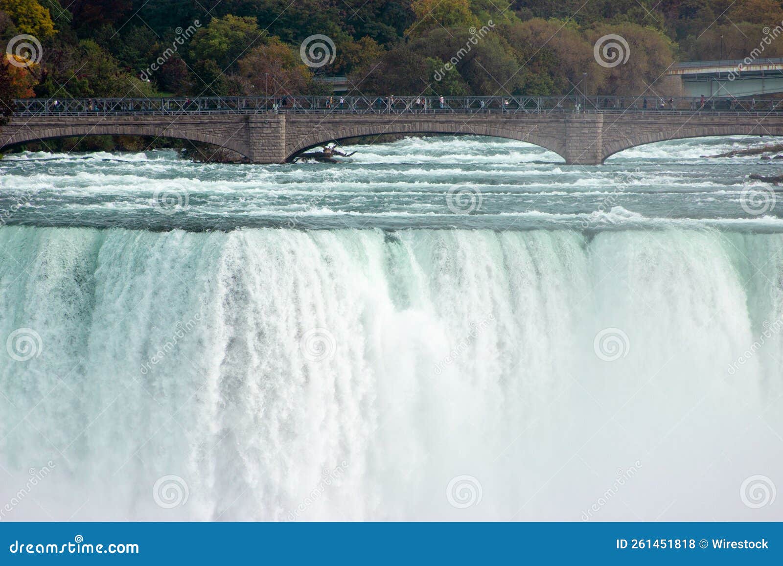 High-angle Closeup of Horseshoe Falls Flowing Down and Making Mist ...