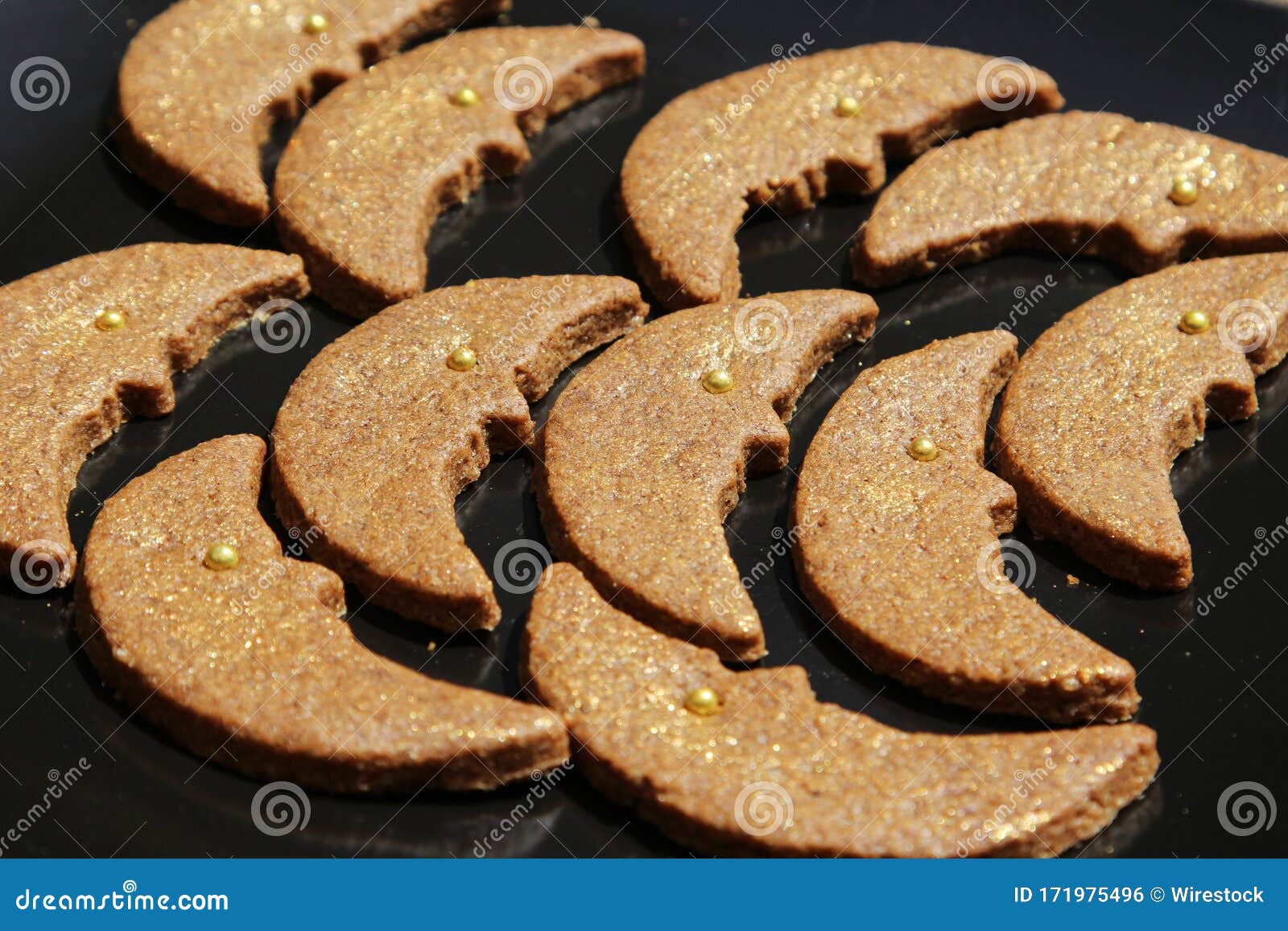 High Angle Closeup Shot of Moon-shaped Cookies on a Tray Stock Photo ...