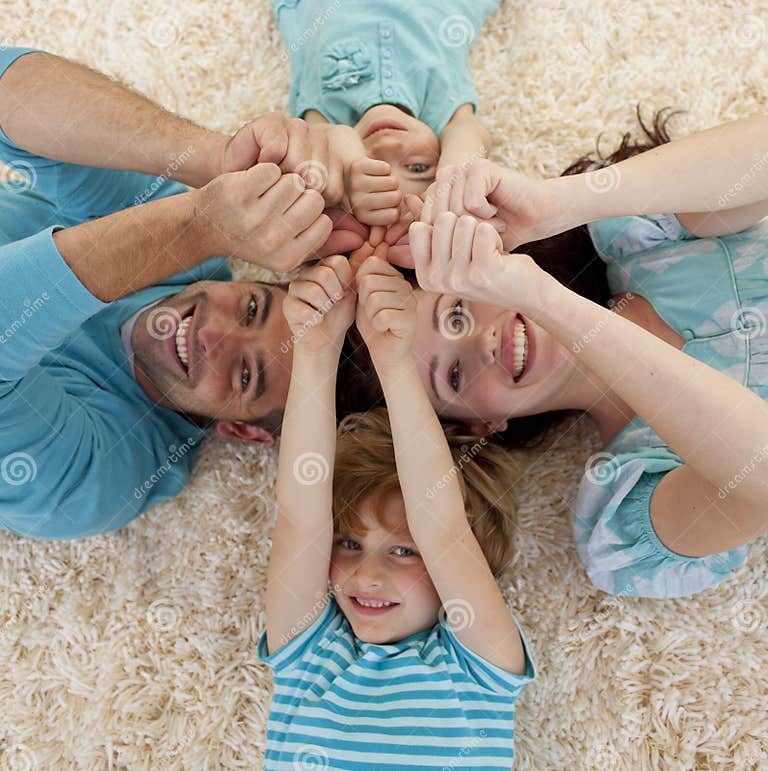 High Angle of Family on Floor Stock Photo - Image of circle, adult ...