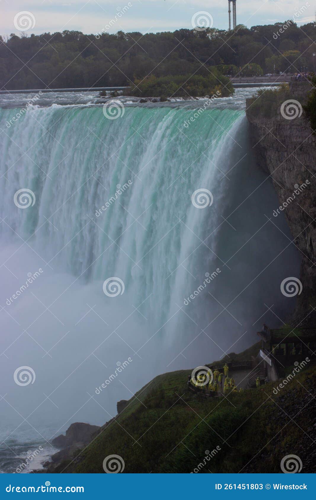 High-angle of Niagara Falls with Trees and Sky Background Stock Image ...