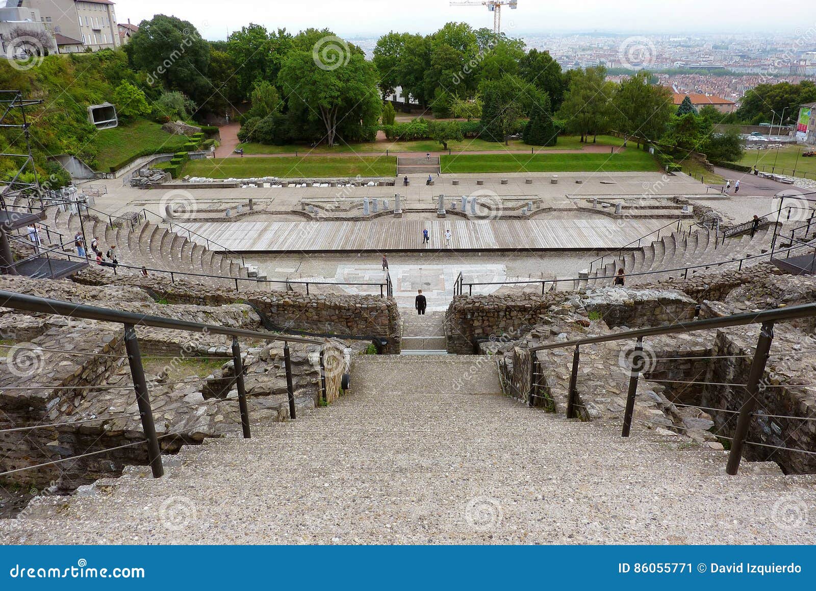 High Angle with Perspective of the Steps Amphitheater Lyon Franc Stock ...