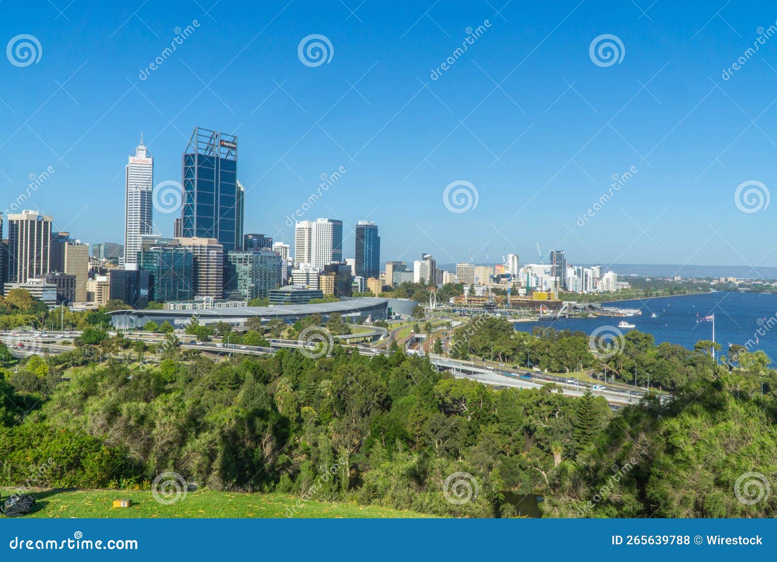 High-angle of Perth Cityscape on a Sunny Day with Clear Sky in the ...