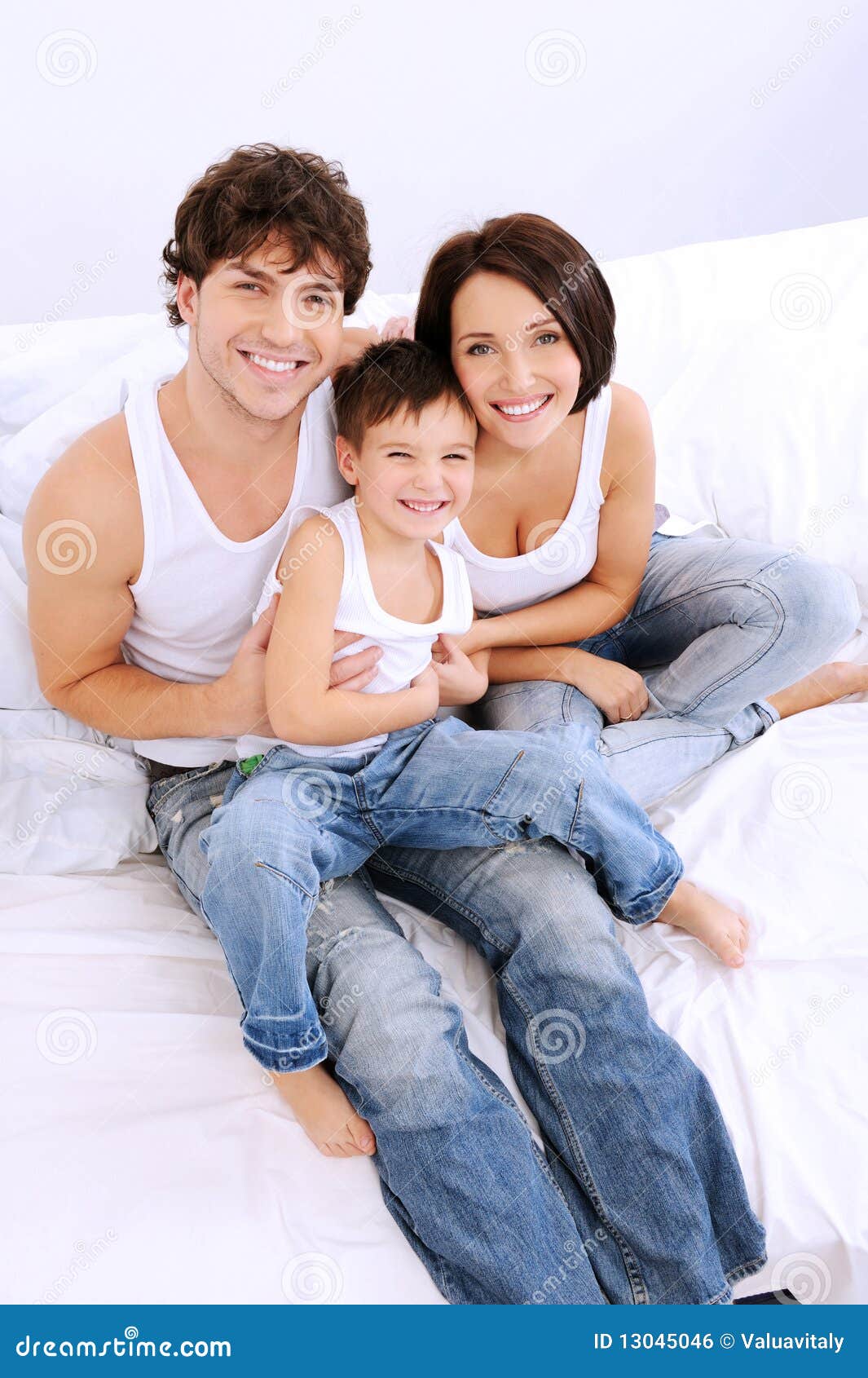 High Angle Portrait of the Happy Family Stock Photo - Image of lying ...