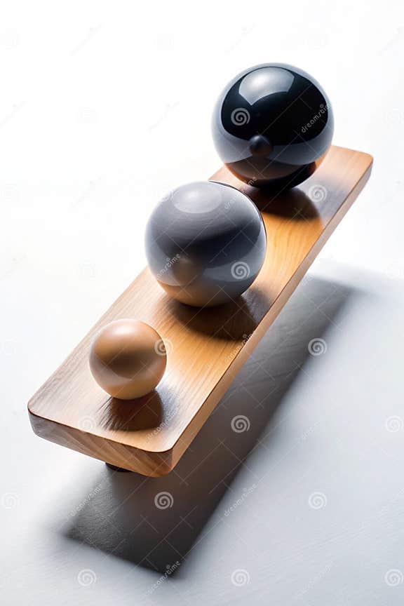 High Angle of Rectangle Plank with Colored Spheres Stock Illustration ...