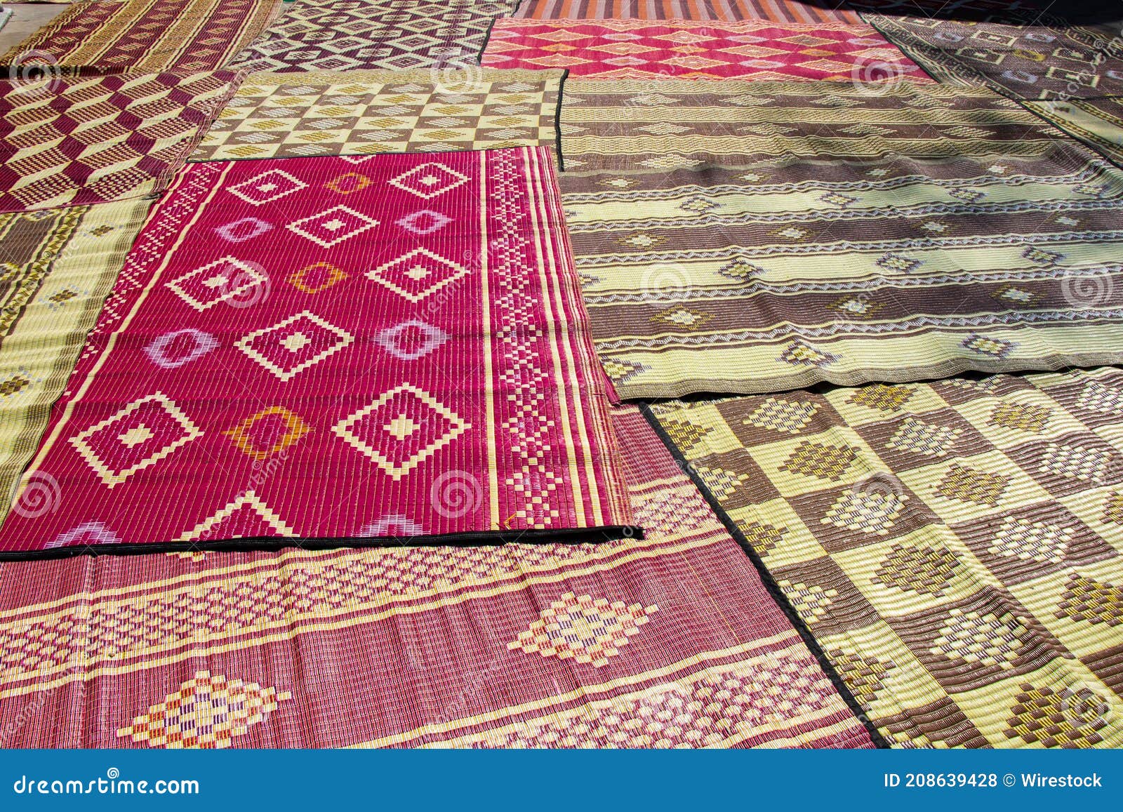 High Angle Shot of Assorted Rugs on the Floor Stock Photo - Image of texture, weave: 208639428