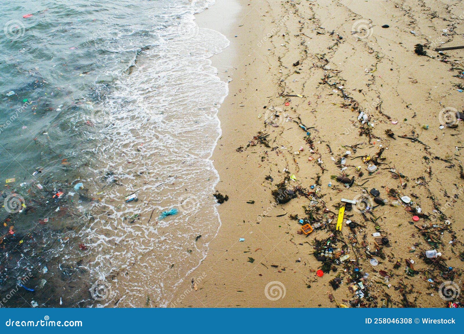 High-angle Shot of a Beach Full of Trash Stock Photo - Image of garbage ...