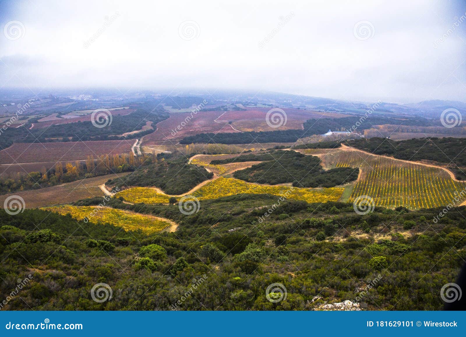 High Angle Shot of Beautiful Forest and Arable Lands in the Rural Area ...