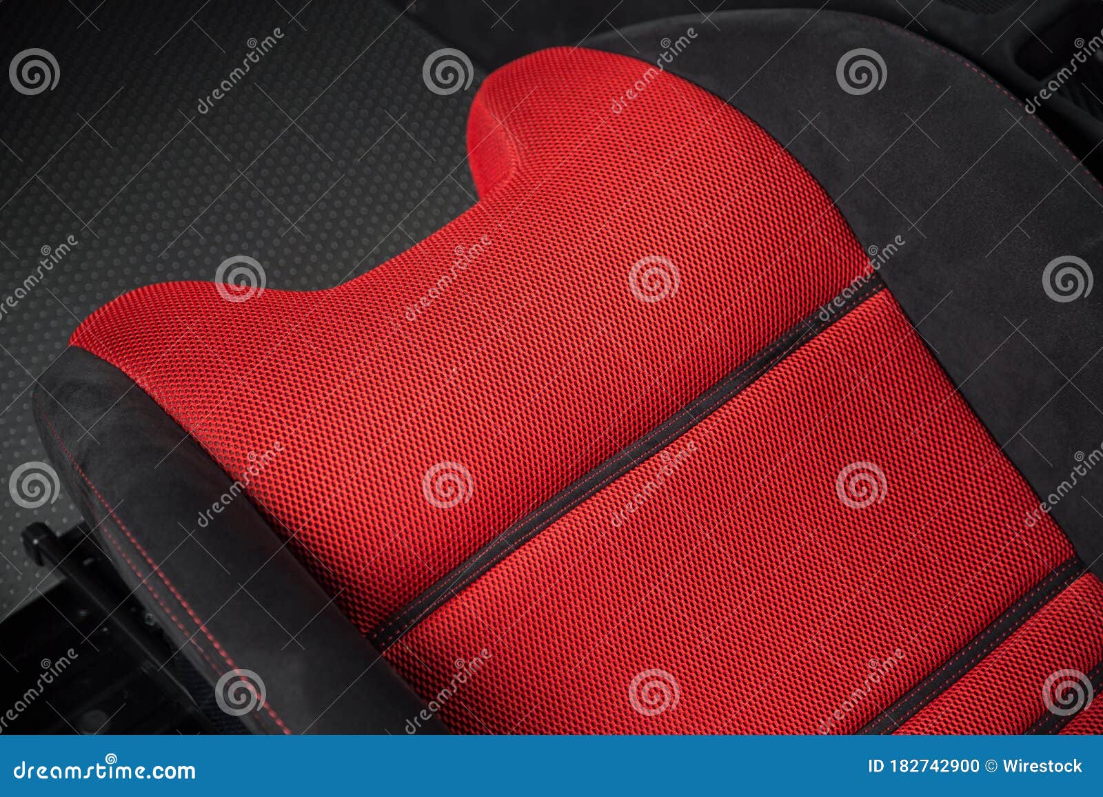 High Angle Shot of a Black and Red Seat of a Modern Car Under the ...